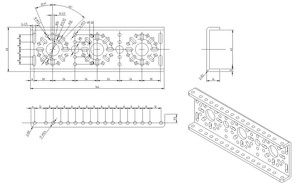 144mm Low Profile U-Channel | Studica Robotics