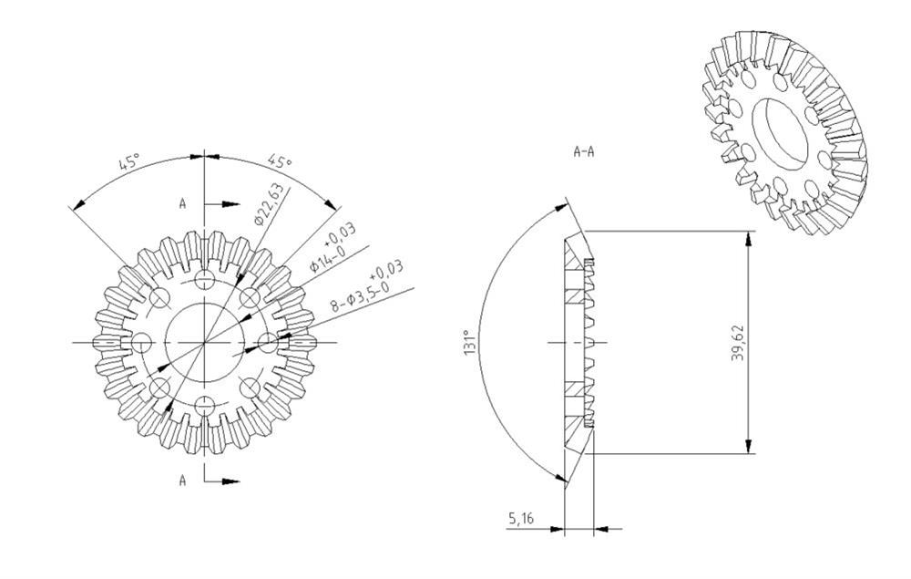 26 Tooth Bevel Gear (2 pack) | Studica Robotics